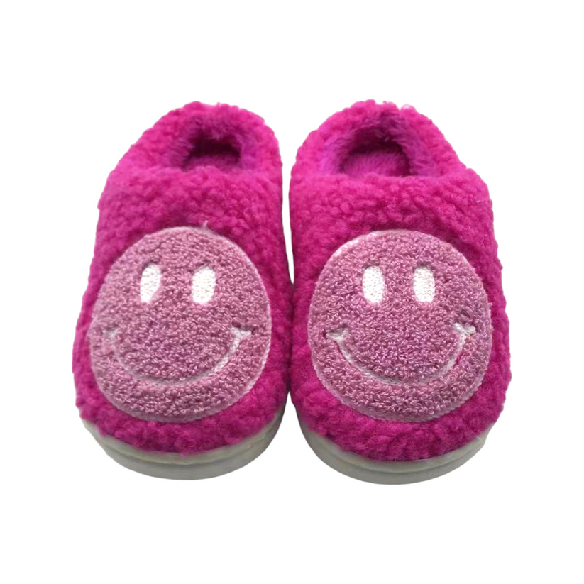 SMILEY FACE SLIPPERS - FUSCHIA – J-Ray Shoes